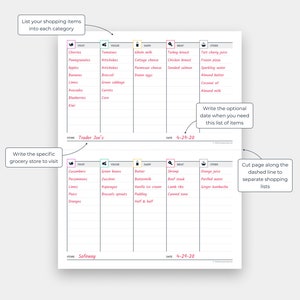 Grocery Shopping List Printable Planner for Easy Weekly Meal Planning ...