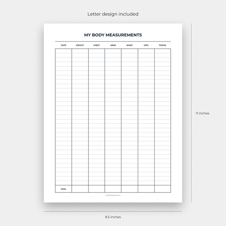 Simple Body Measurement Progress and Goal Tracker, Daily Weekly Monthly ...