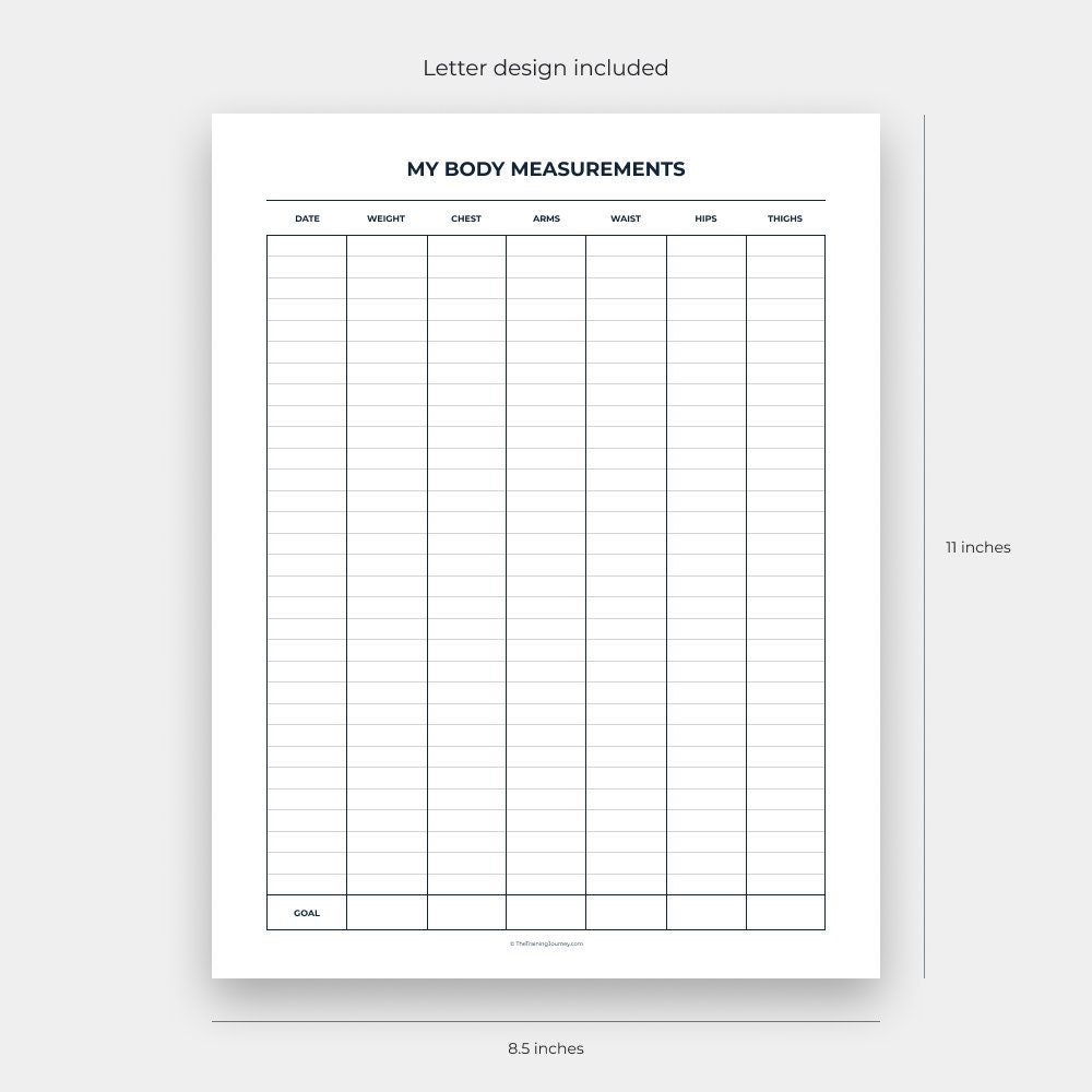 Simple Body Measurement Progress and Goal Tracker, Daily Weekly Monthly ...
