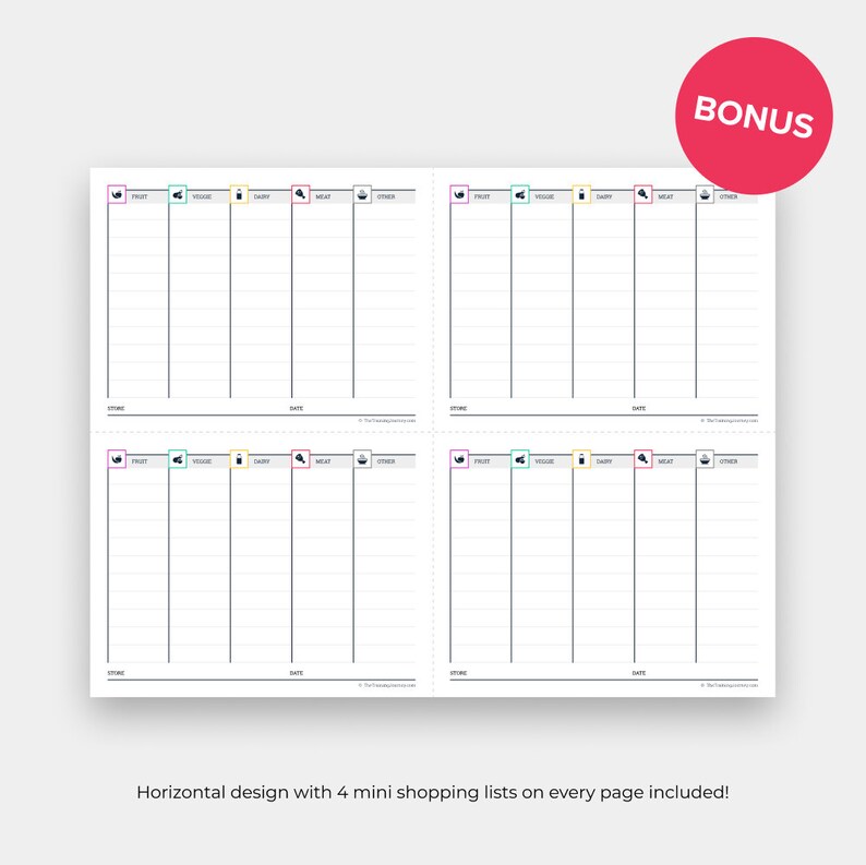 Grocery Shopping List Printable Planner for Easy Weekly Meal Planning ...