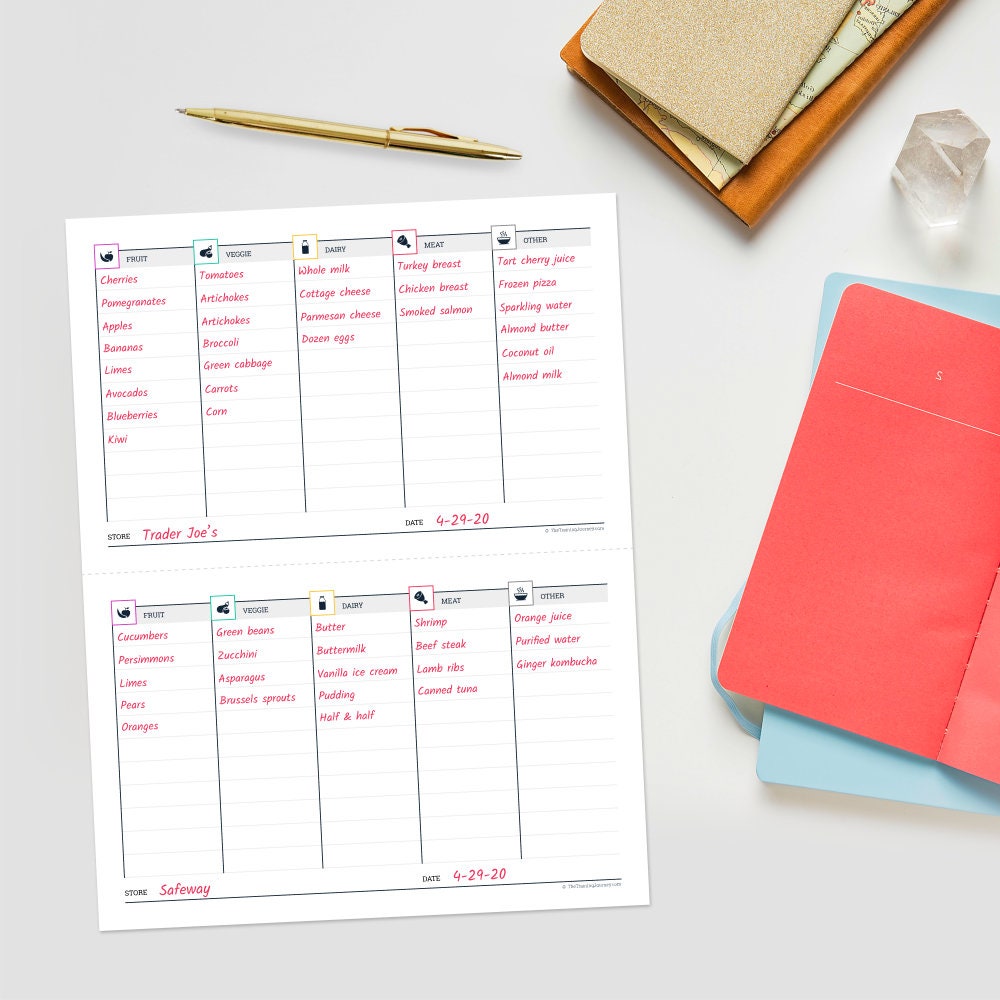 Grocery Shopping List Printable Planner for Easy Weekly Meal Planning ...