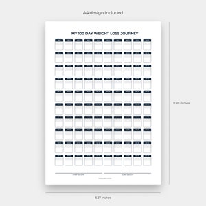 100 Day Weight Loss Tracker Weight Loss Journal, Daily Weight Loss ...