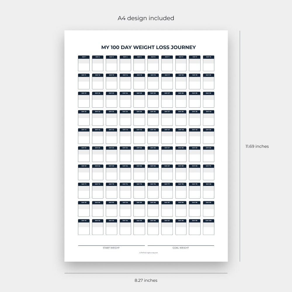 100 Day Weight Loss Tracker Weight Loss Journal Daily Weight - Etsy