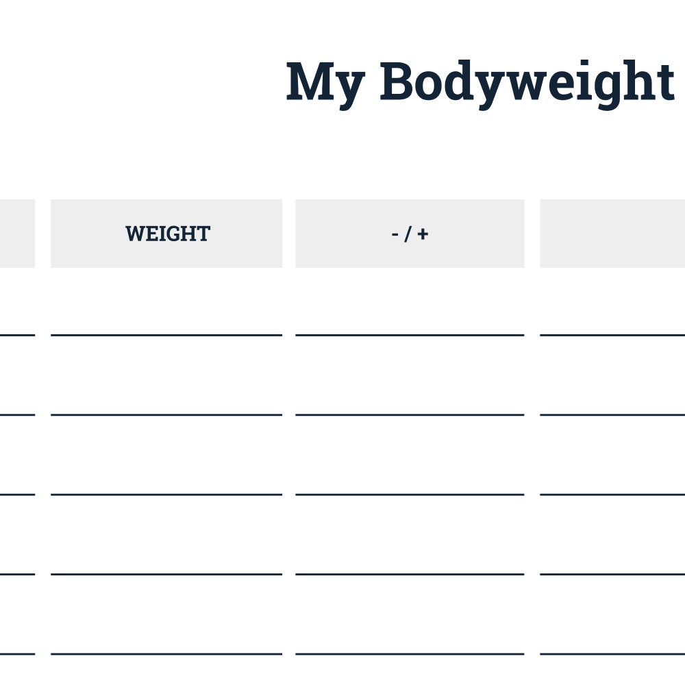 Personal Bodyweight Log With Clean and Simple Lined Layout, Weight Loss ...