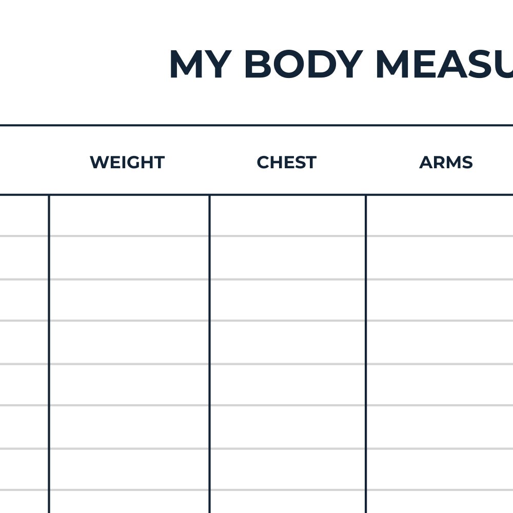 Simple Body Measurement Progress and Goal Tracker, Daily Weekly Monthly ...