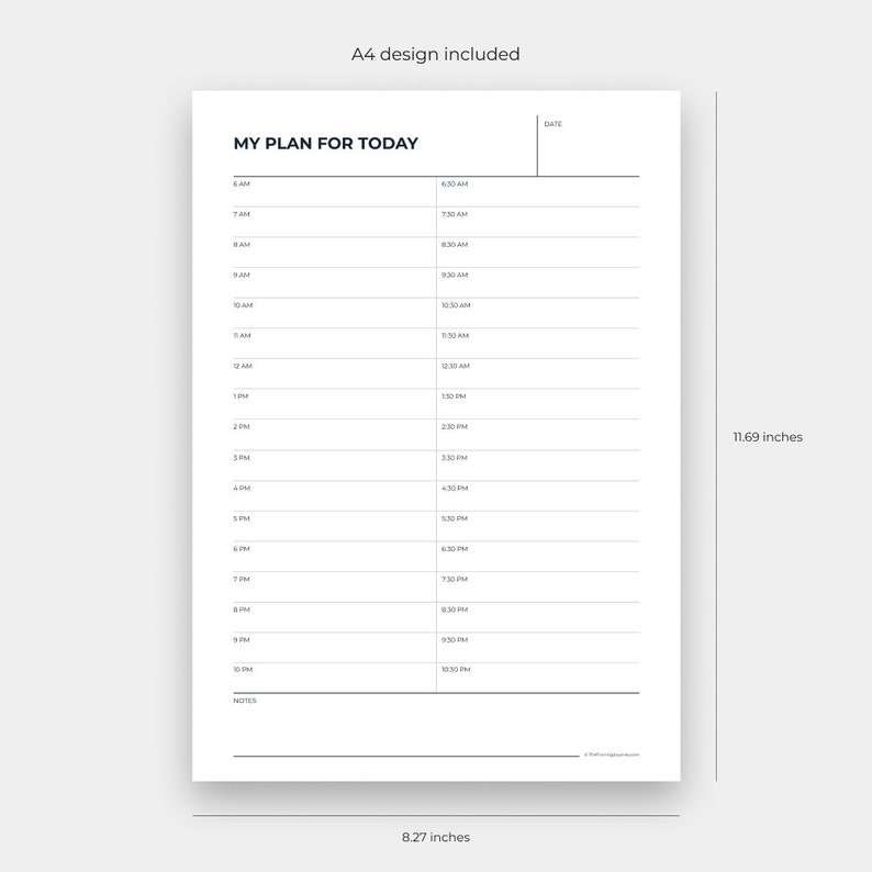 Minimalist 30 Minute Daily Planner Printable Insert Digital Etsy Minimalist 30 Minute Daily Planner Printable Insert Digital Etsy