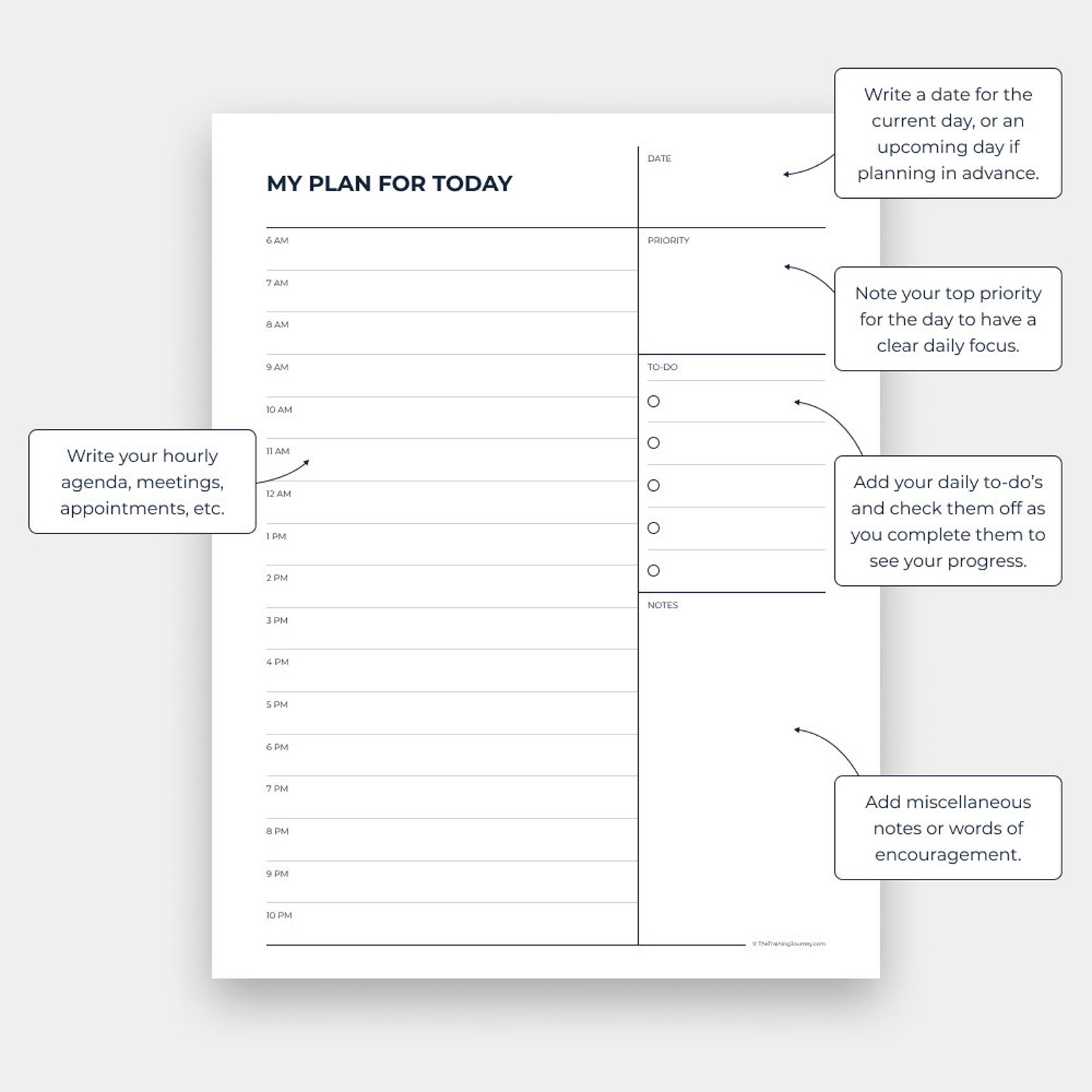 Minimalist Daily Planner Printable Insert, Digital Productivity Planner ...