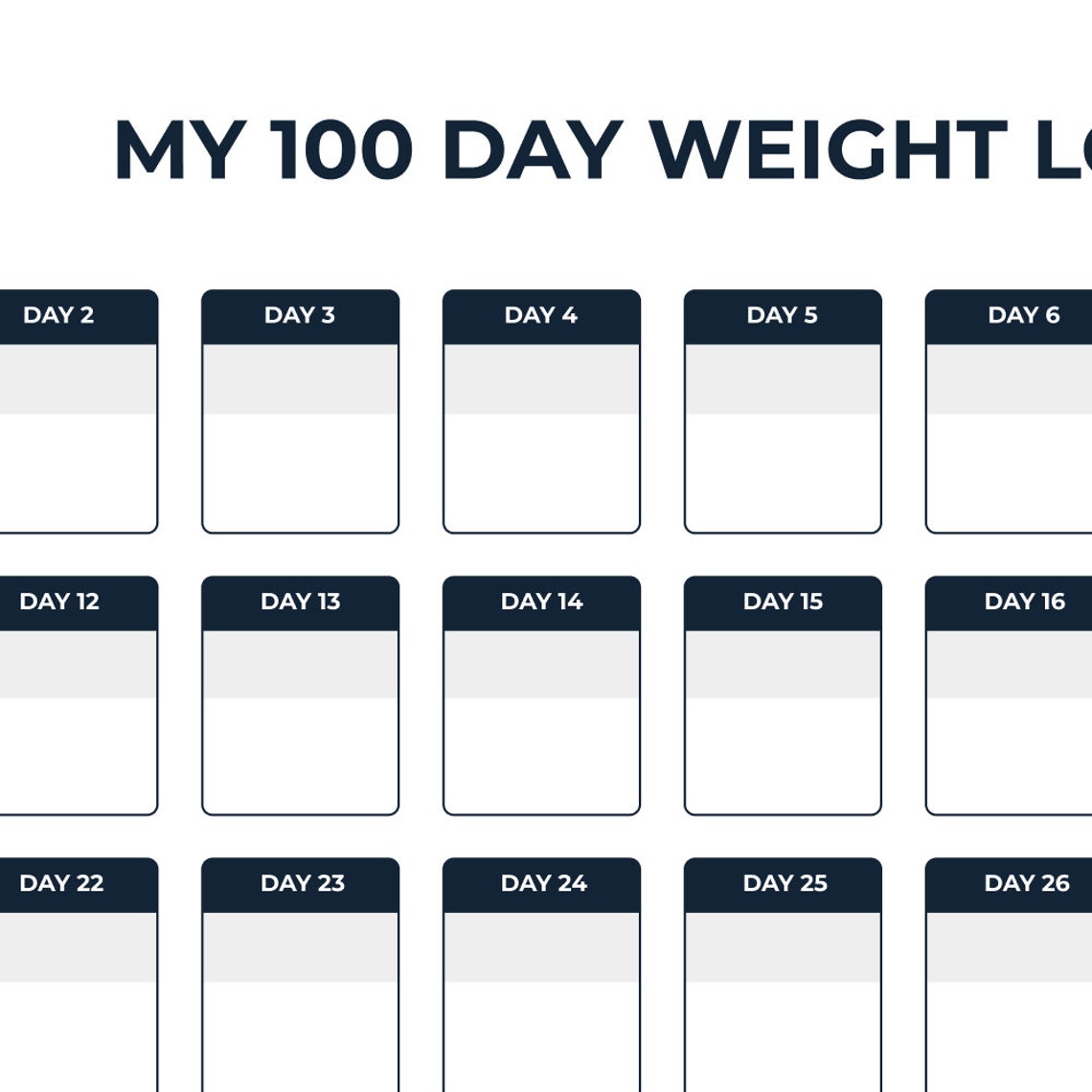 100 Day Weight Loss Tracker Weight Loss Journal Daily Weight - Etsy