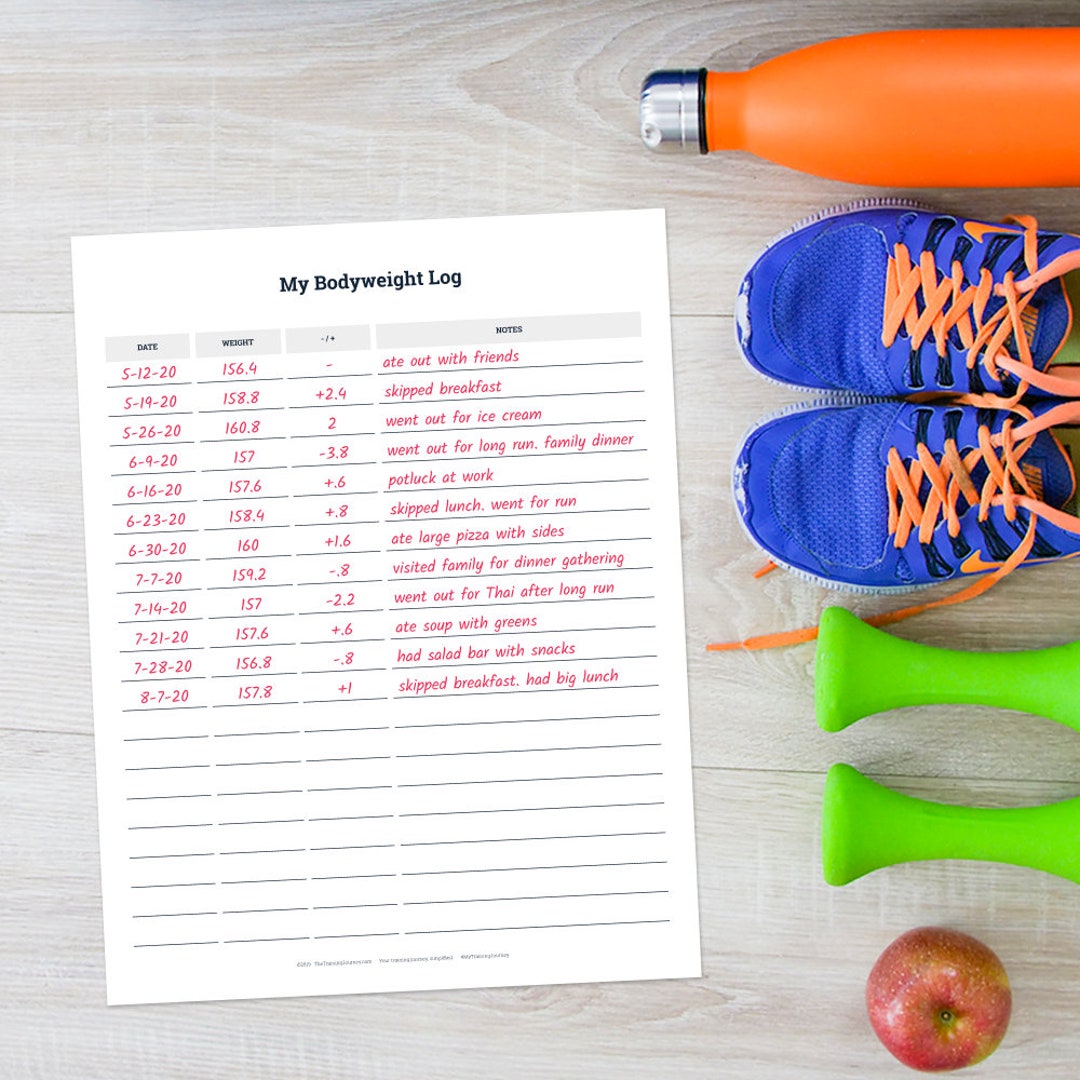 Personal Bodyweight Log With Clean and Simple Lined Layout, Weight Loss ...