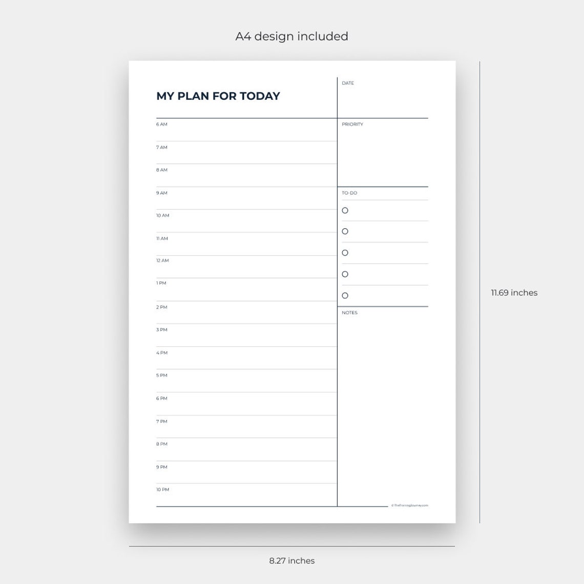 Minimalist Daily Planner Printable Insert, Digital Productivity Planner ...