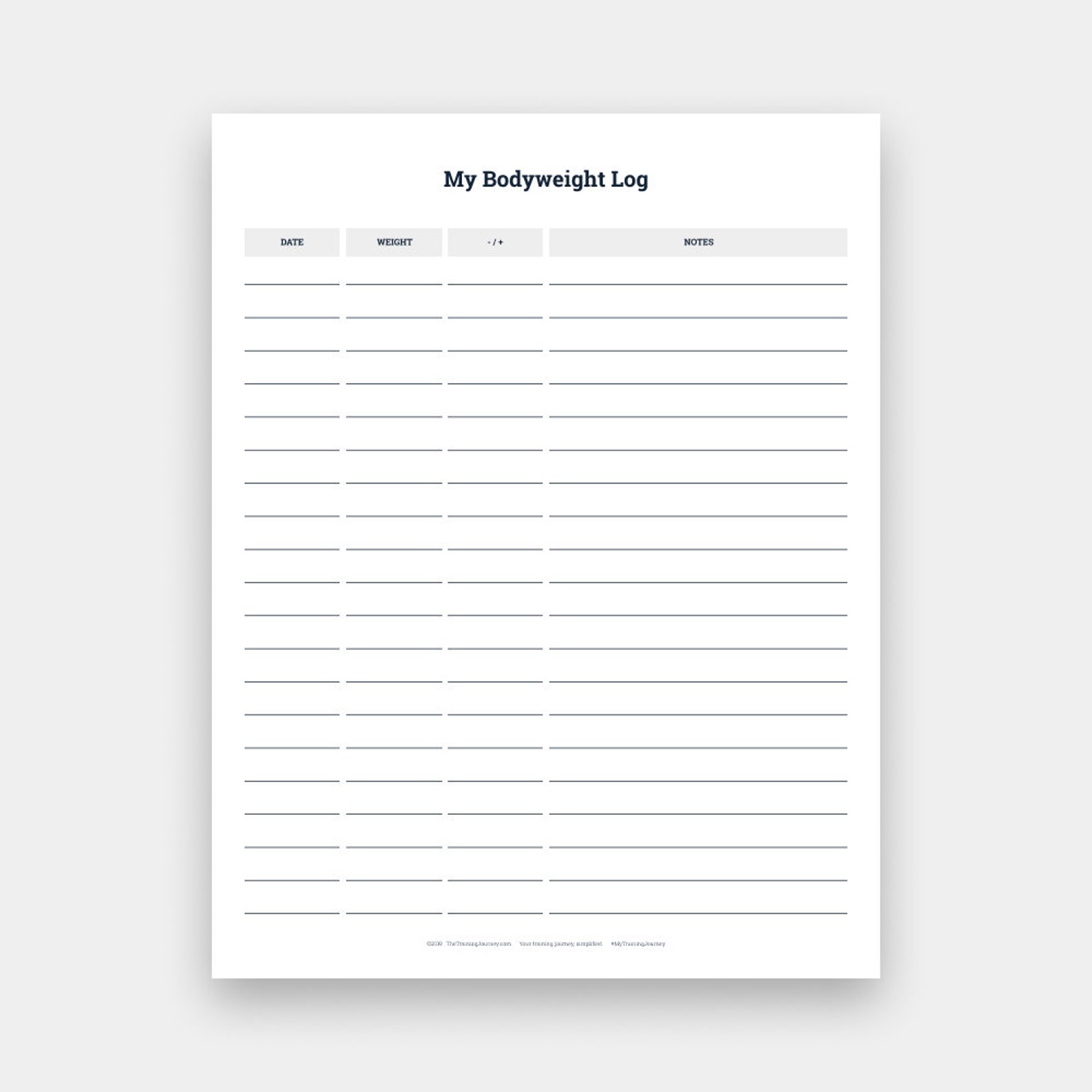 Personal Bodyweight Log With Clean and Simple Lined Layout, Weight Loss ...