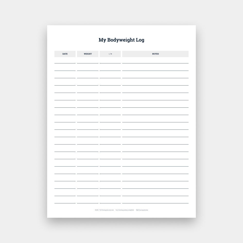 Personal Bodyweight Log With Clean and Simple Lined Layout, Weight Loss ...