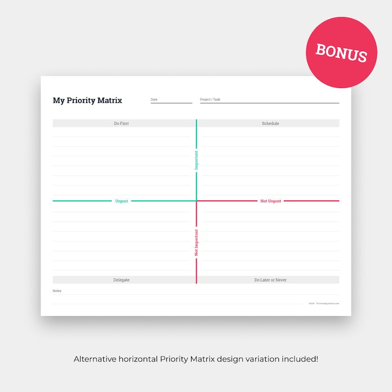 Printable Priority Matrix Productivity Planner, Eisenhower Matrix ... Printable Priority Matrix Productivity Planner, Eisenhower Matrix ...