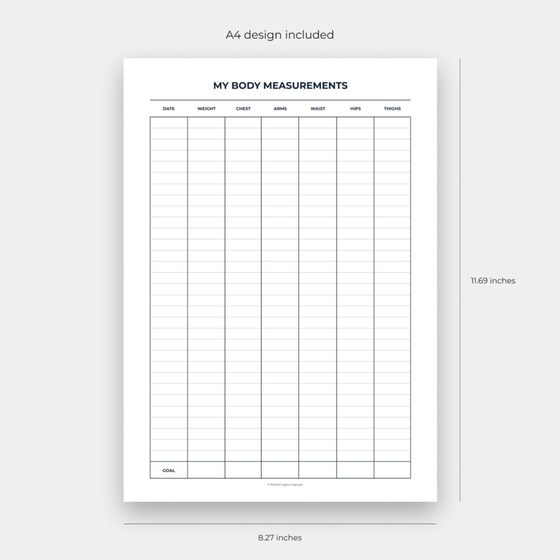 Simple Body Measurement Progress and Goal Tracker, Daily Weekly Monthly ...