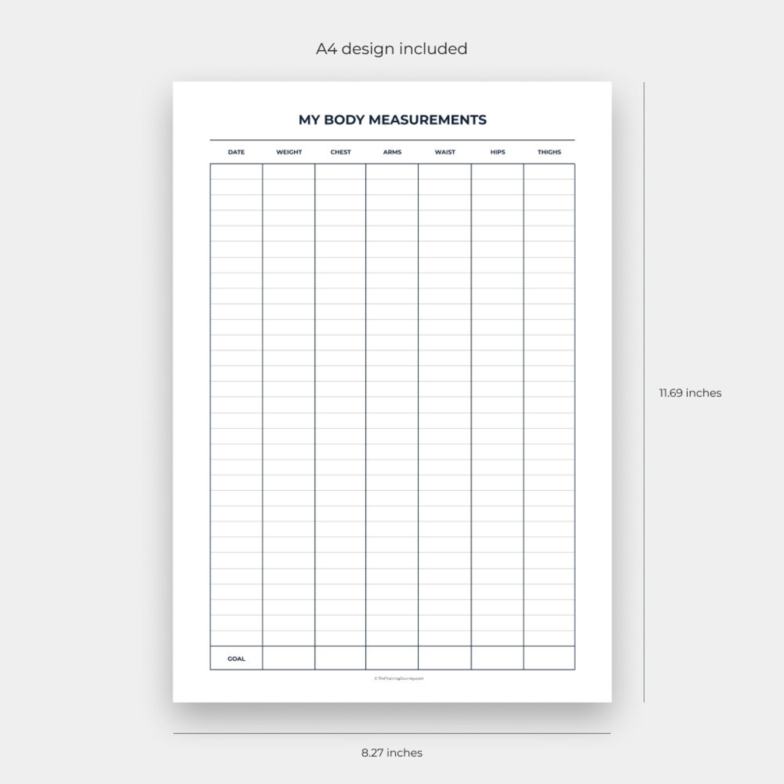 Simple Body Measurement Progress and Goal Tracker, Daily Weekly Monthly ...