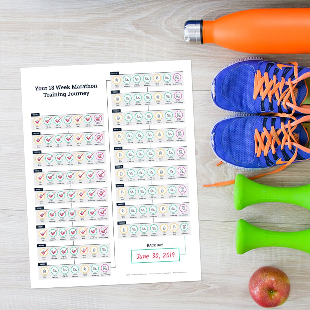 Printable Marathon Training Schedule Program for Beginner and Intermediate Runners Simple ...