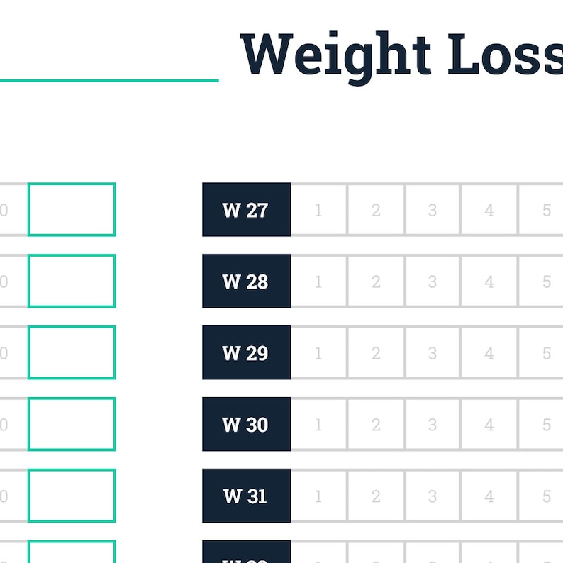 52 Week 10 Pound Weight Loss Tracker Printable, 12 Month Weight Loss ...