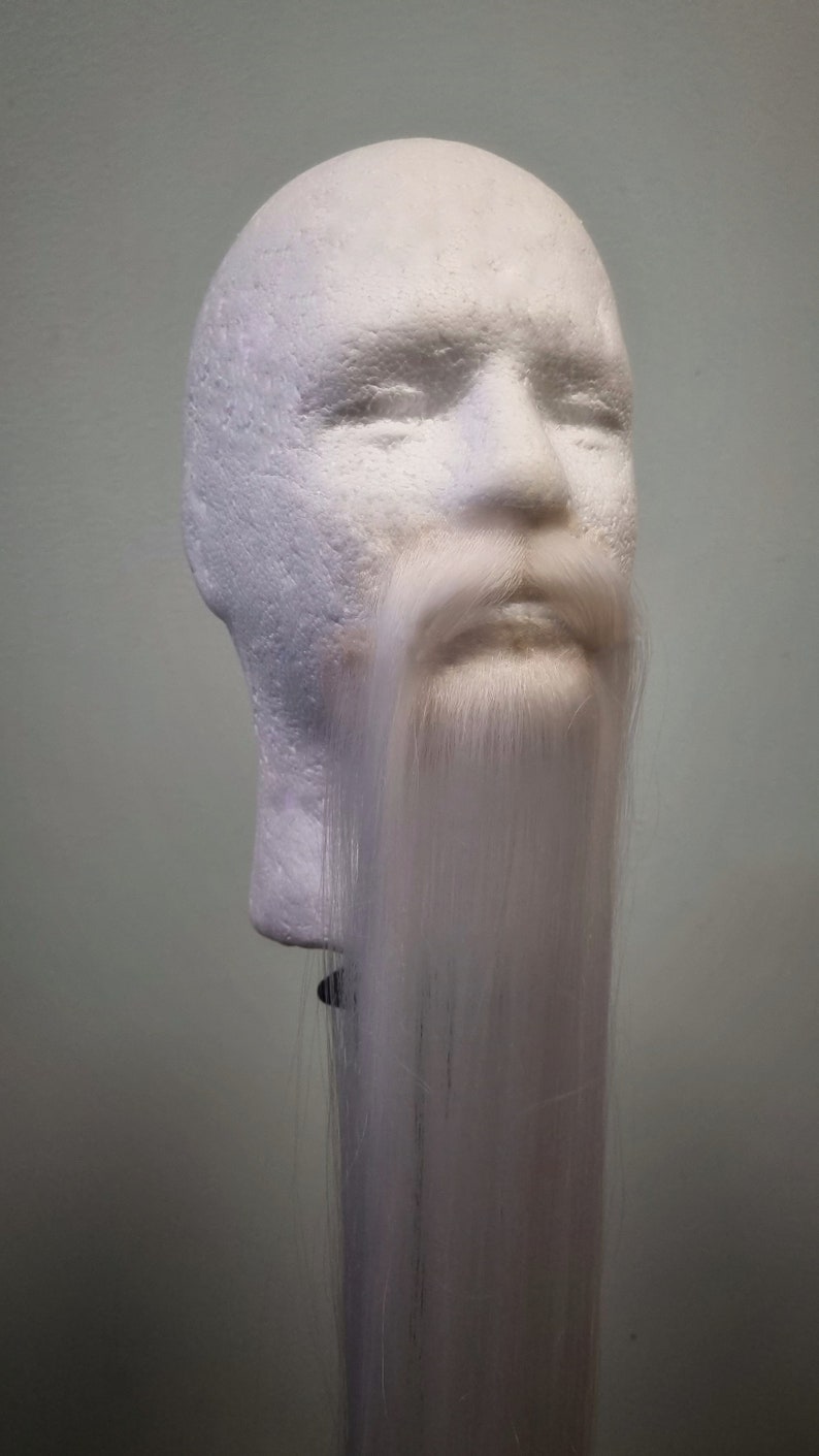 Set of White Long Fake Beard and Mustache - Etsy