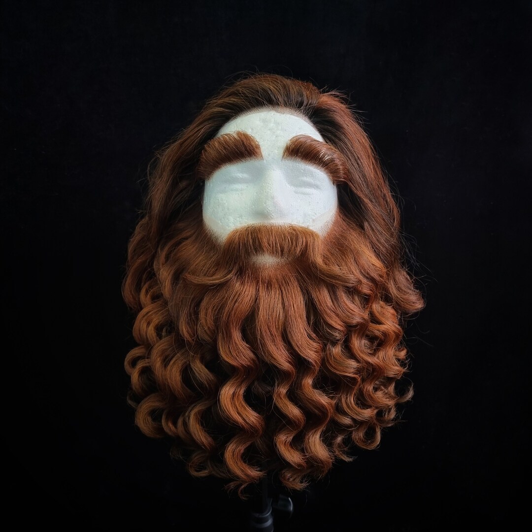Set of Wig, Fake Beard/ Fake Mustache/ Fake Eyebrows for Gnome Cosplay ...
