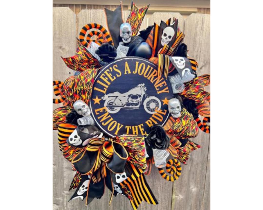 Motorcycle Wreath, Biker Wreath, Motorcycle Decor, Motorcycle Gift ...