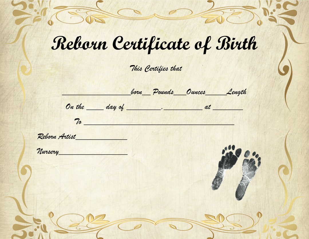 Digital Certificate of Birth , Specifically for Reborn Dolls, Not for ...