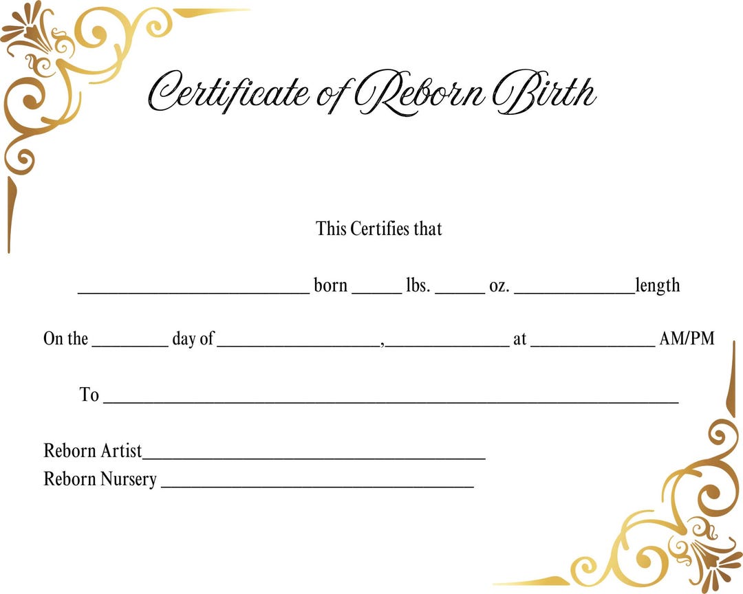 Certificate of Reborn Birth - Etsy