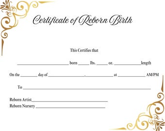 Digital Certificate of Birth for Reborn Dolls - Etsy