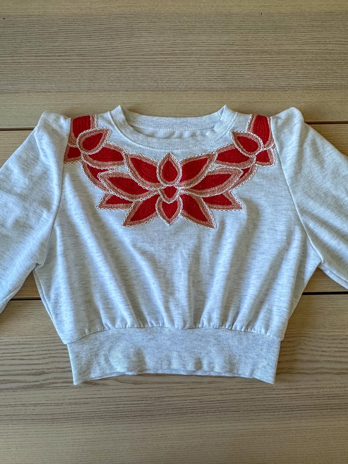 Hand-embroidery on Puff Shoulder Sweater, Floral, Customized Sweater ...