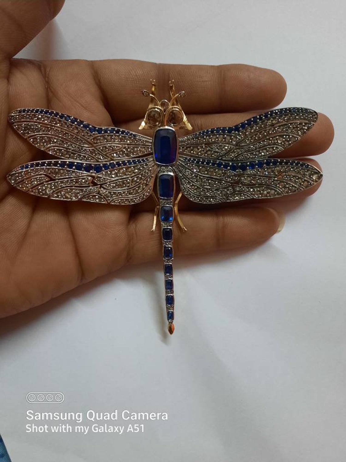 Fly Brooch & Pendant Diamond, Blue Sapphire, Sterling Silver 925 - Etsy