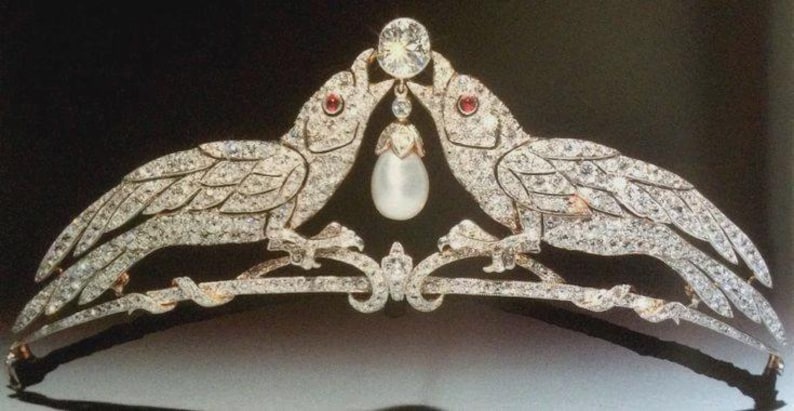 Bird Crown, American Diamond, Pearl & Ruby, 925 Sterling Silver - Etsy