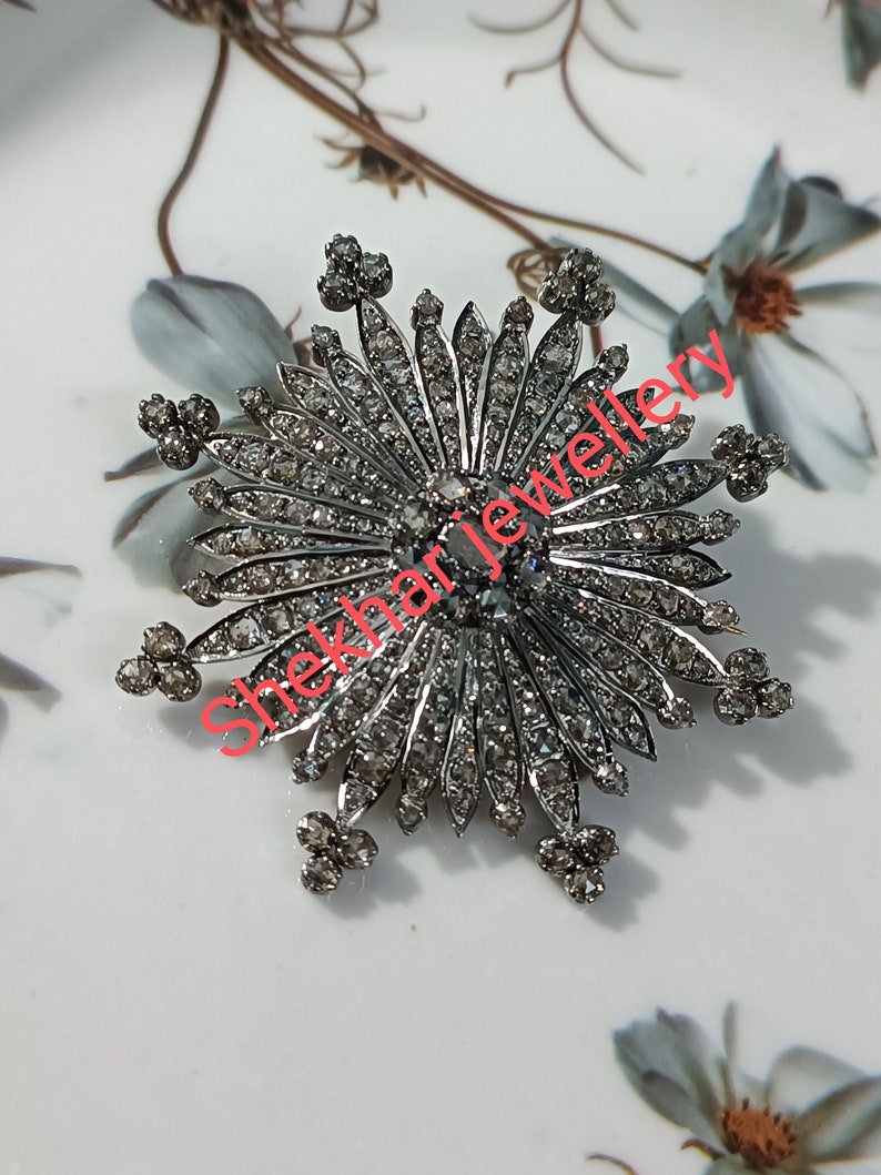 925 Sterling Silver, Victorian Diamonds Brooch - Etsy