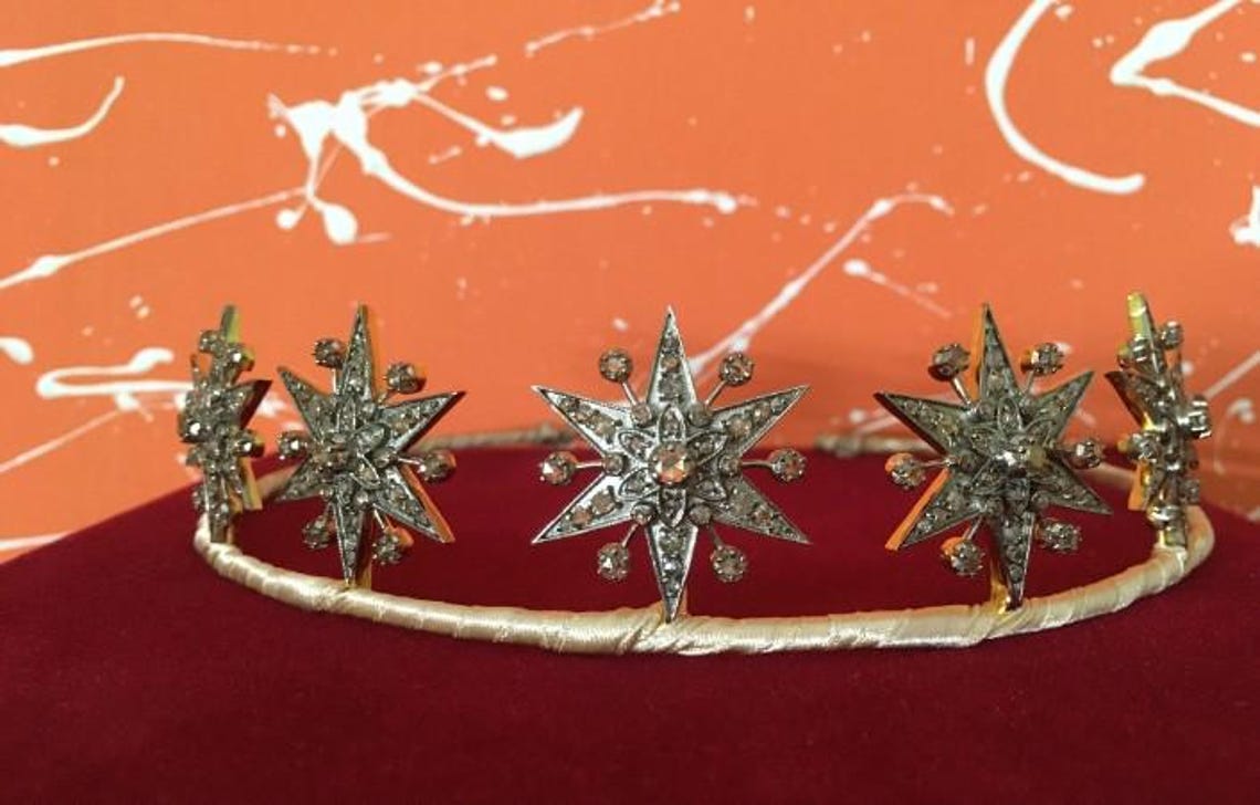 Wedding Tiara Crown, Studded Victorian Diamond, 925 Sterling Silver - Etsy