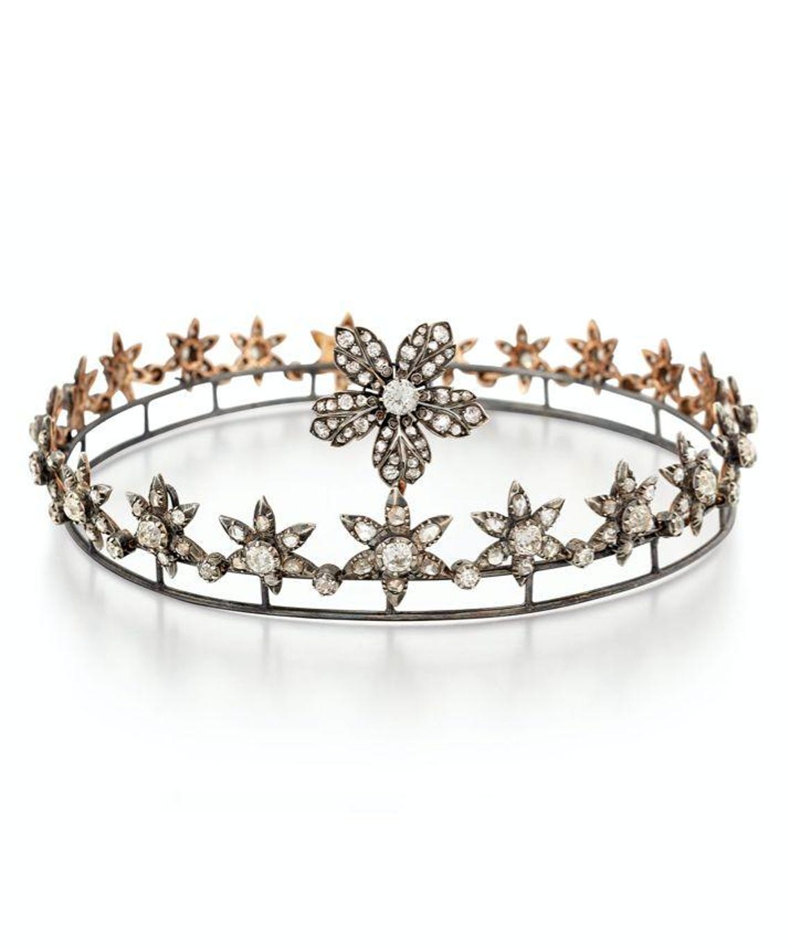 This Christmas Special Silver Tiara Crown Studded American Diamond, 925 ...