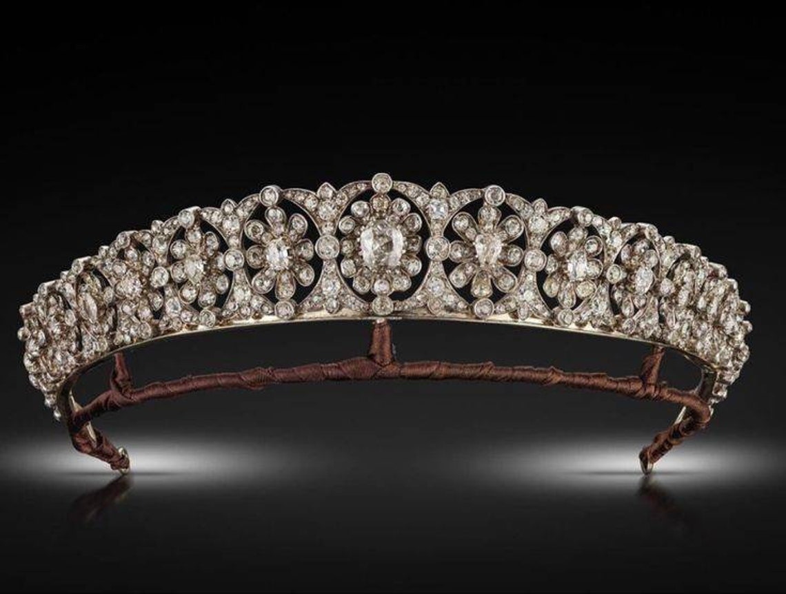 Wedding Tiara Crown Studded Natural Diamonds, Sterling Silver 925 ...