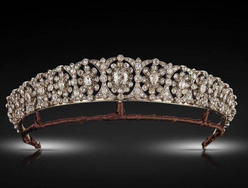 Tiara Crown With Natural Diamonds Sterling Silver 925 Wedding - Etsy