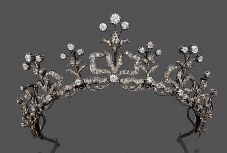 925 Sterling Silver Victorian Diamond Tiara Crown - Etsy