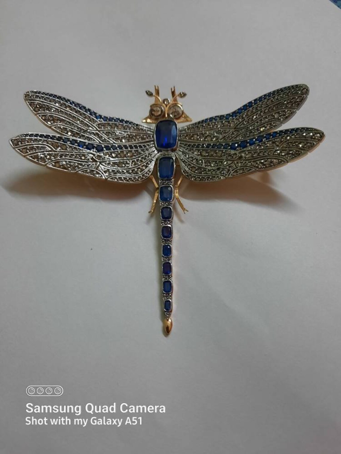 Fly Brooch & Pendant Diamond, Blue Sapphire, Sterling Silver 925 - Etsy