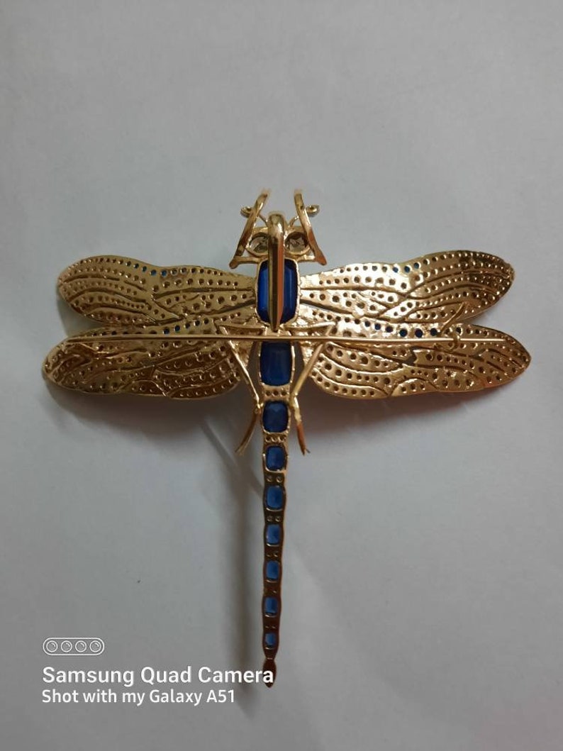 Fly Brooch & Pendant Diamond, Blue Sapphire, Sterling Silver 925 - Etsy