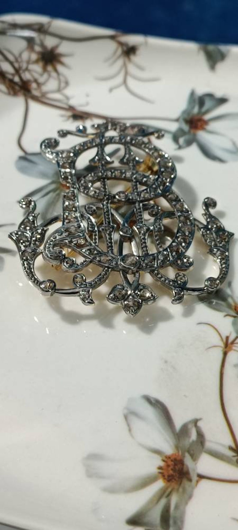 925 Sterling Silver, Victorian Diamond Brooch - Etsy