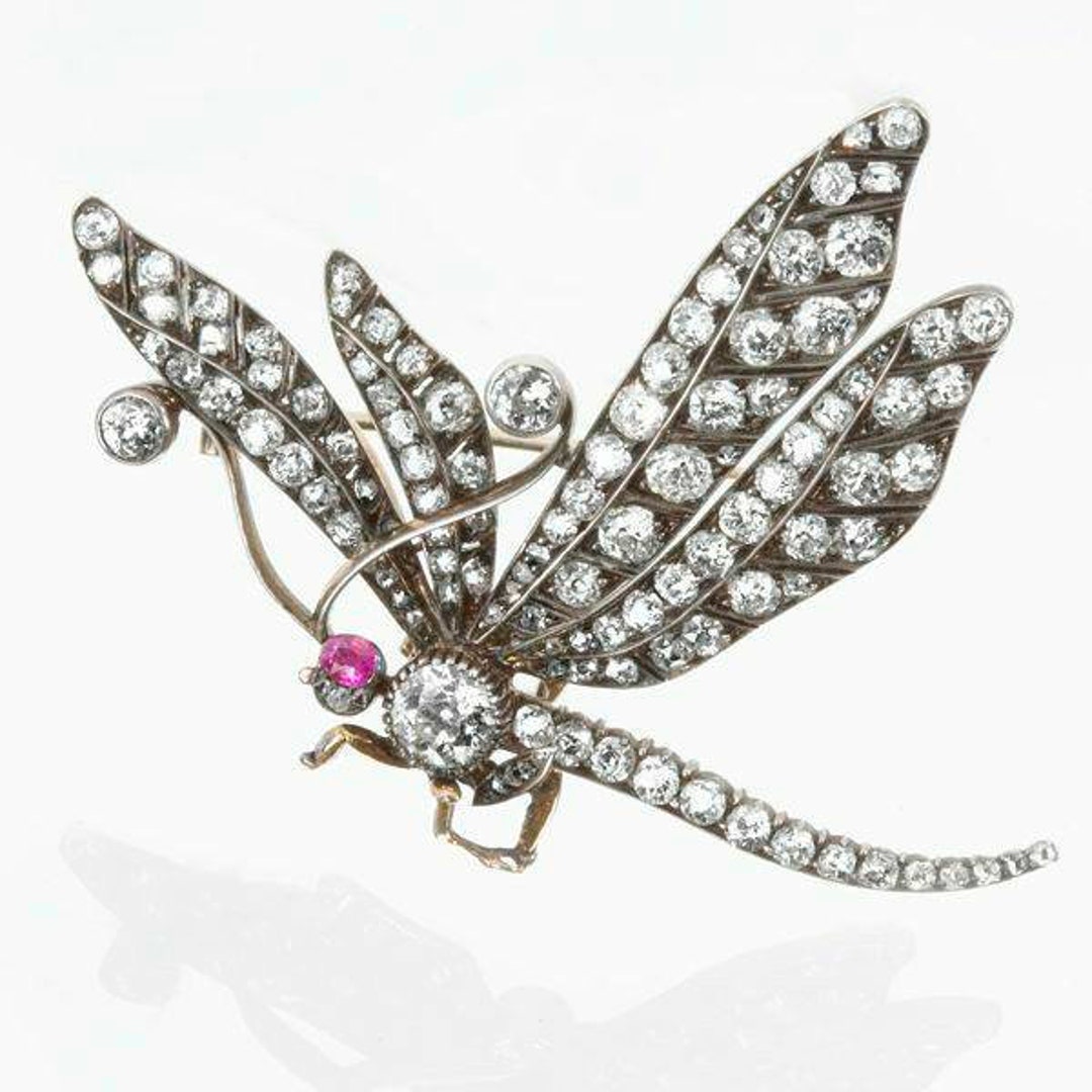 Silver Victorian Fly Brooch With American Diamond, 925 Sterling Silver ...