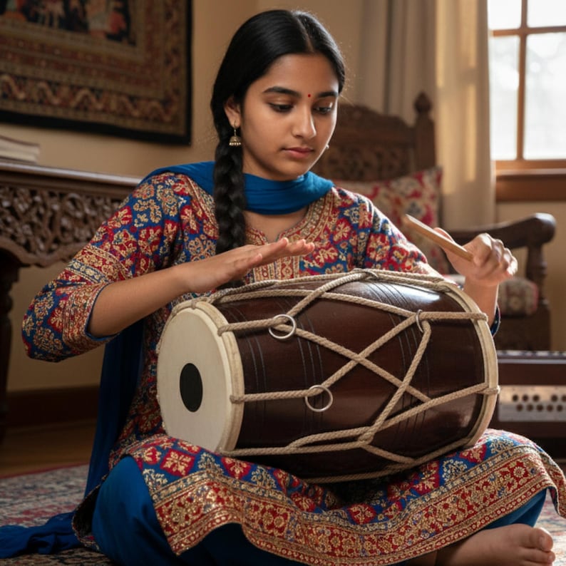 Professional Brown Wooden Dholak With Rope Tuners : Indian Folk ...