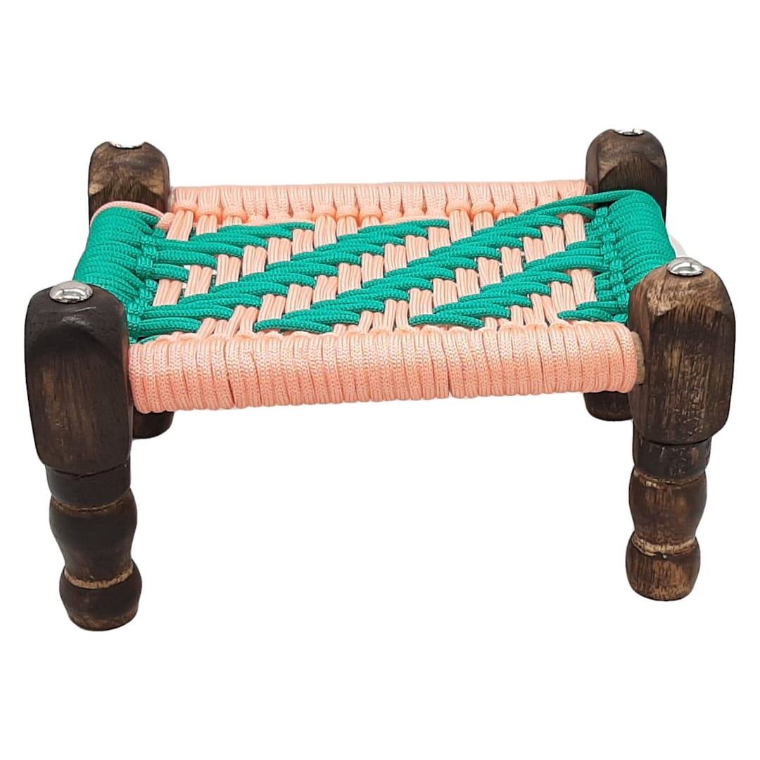 Wooden Handicraft Indian Khaat Charpai Cot Replica With Ropes Showpiece ...