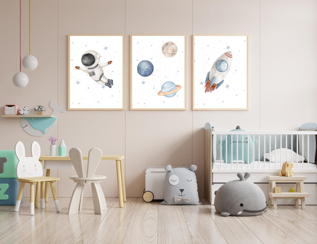 Set of 3 Space Nursery Prints-planet Wall Art-printable Playroom Space ...