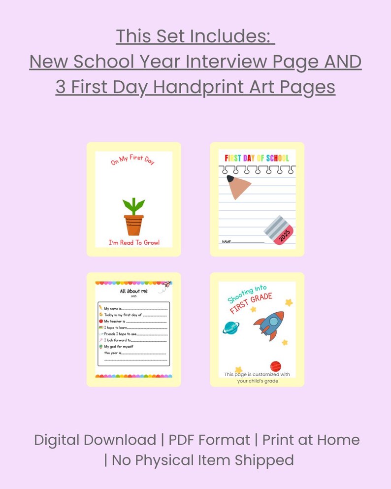 Back to School Handprint Craft Bundle | First Day Interview, Rocket ...