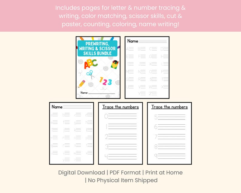 Personalized Pre-k Workbook: Alphabet, Numbers, Scissor Skills (PDF ...