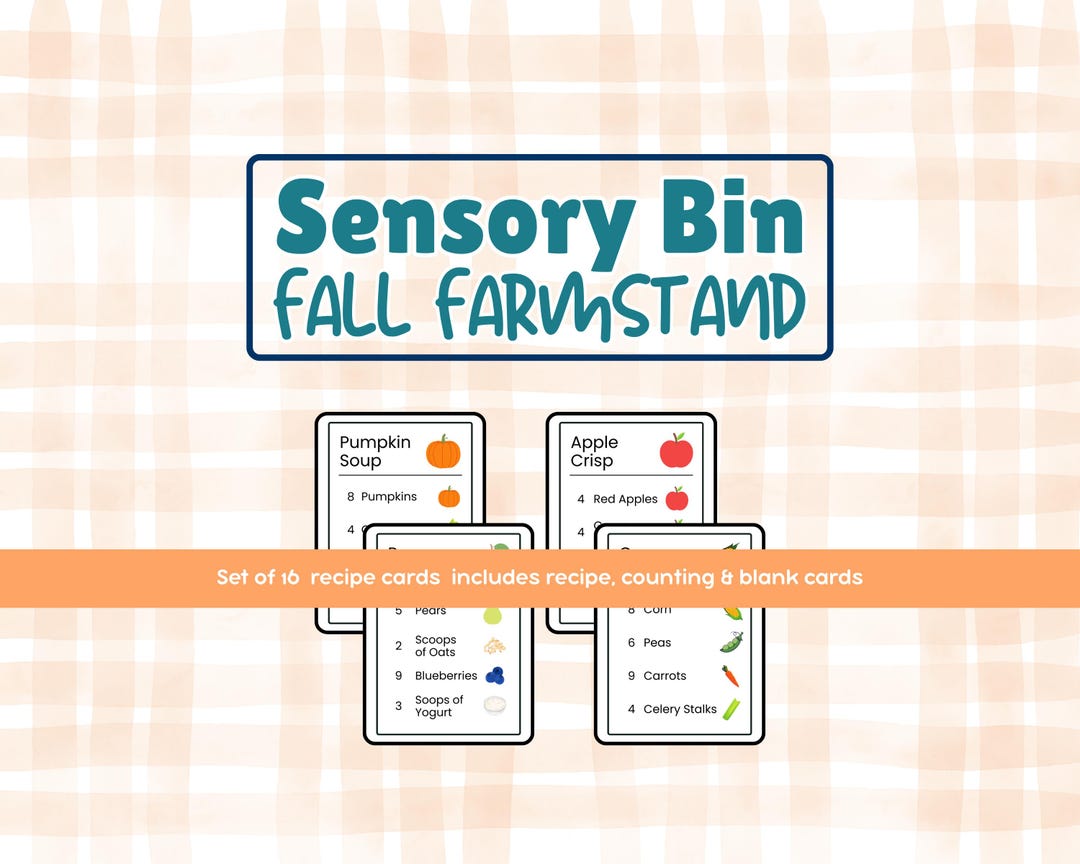 Fall Farm Stand Pretend Recipe Cards: Math Sensory Bin Activity (PDF ...