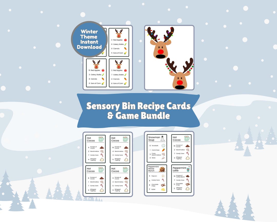 Winter Sensory Bin Recipe Cards: Reindeer Games, Holiday Activity (PDF ...