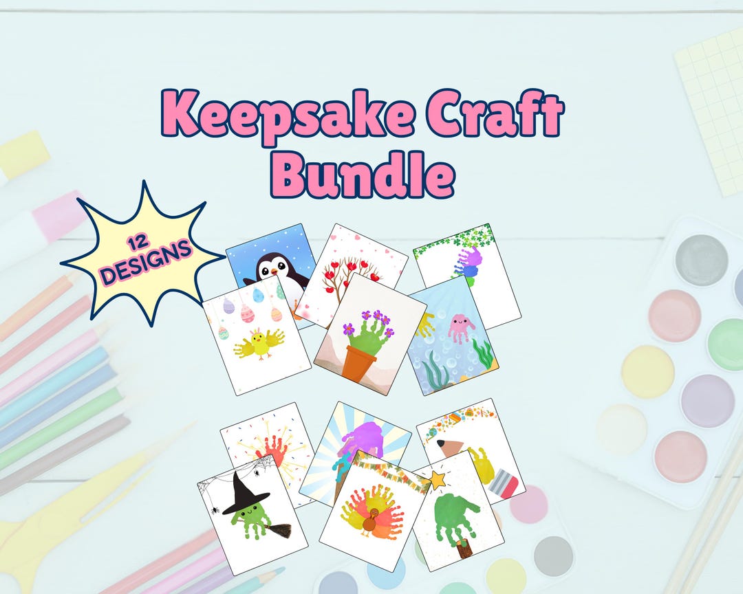 12-month Handprint Art Bundle | Year-round Sensory Craft for Kids ...