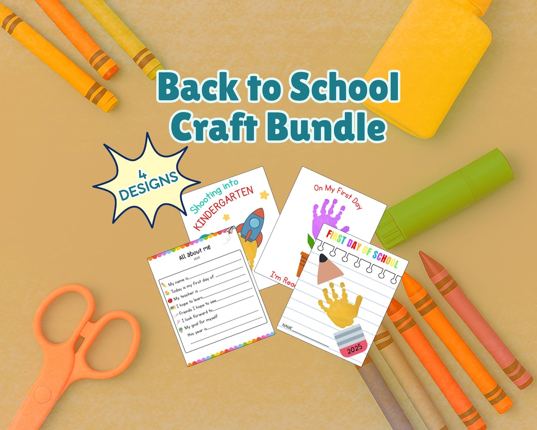 Back to School Handprint Craft Bundle | First Day Interview, Rocket ...