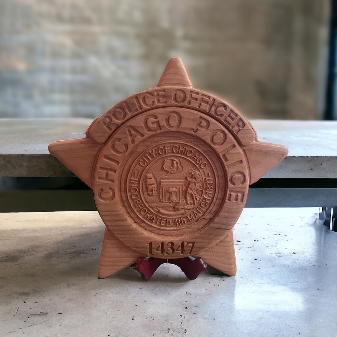 3D V CARVED, Personalized Chicago Police Badge, Police Badge Sign ...